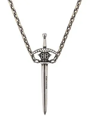 アクセサリー balenciaga sword necklace Balenciaga Goth Sword Necklace In Metallic Silver - Antique Silver